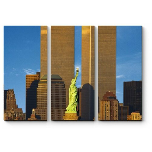 Модульная картина Всемирный торговый центр за Статуей Свободы130x93