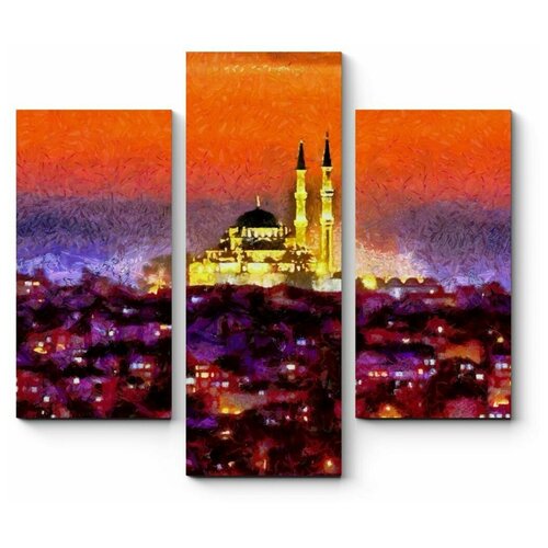 Модульная картина Сияющий Стамбул ночью 130x117