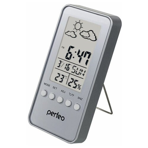 Perfeo Часы-метеостанция Perfeo "Window", серебряный, (PF-S002A) время, температура, влажность, дата