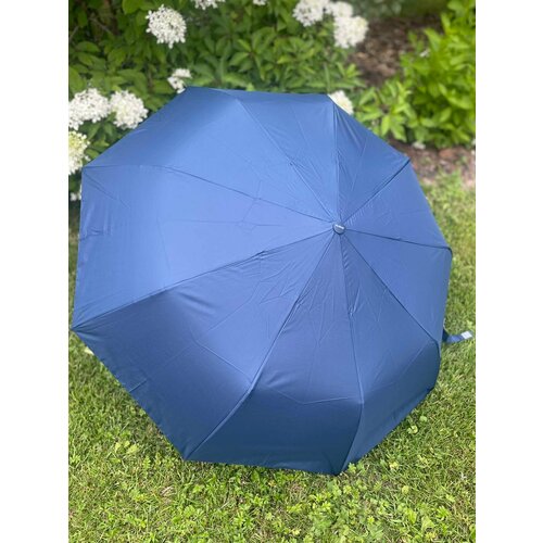 Зонт полуавтомат, 2 сложения, купол 98 см, 9 спиц, чехол в комплекте, для женщин, синий