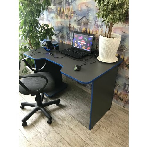Компьютерный письменный стол ADRENALINE Игровой Геймерский Серый/Синий 120х75х78