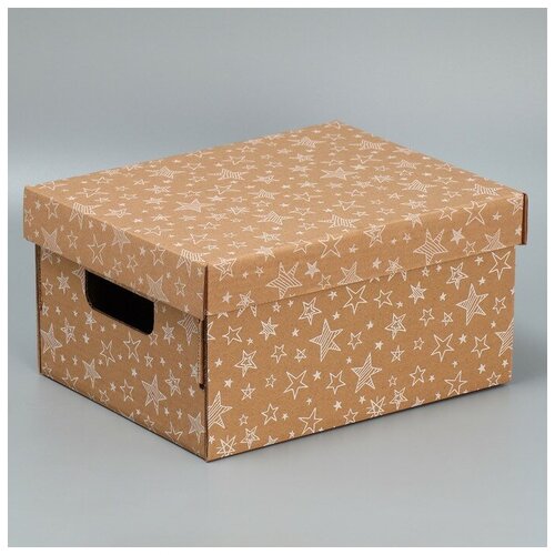 Складная коробка бурая «Звезды», 31,2 х 25,6 х 16,1 см (5 шт)