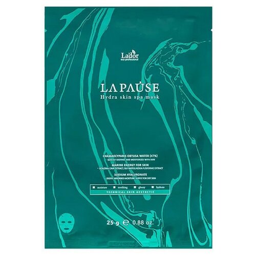 Lador Увлажняющая маска для лица с морским коллагеном и кипарисовой водой / La-Pause Hydra Skin Spa Mask, 25 г