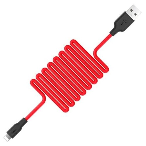 Кабель Hoco X21 Silicone USB - Lightning, 1 м, 1 шт., черный/красный