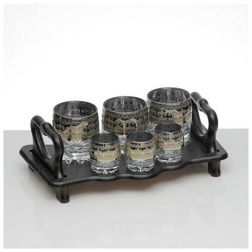 Мини-бар "Византия", 6 предметов, стеклянные стопки, стаканы, посуда для алкоголя