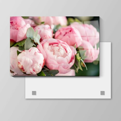 Картина на стекле - " Нежные розовые пионы" размер 60-40 см