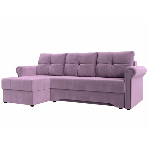 Угловой диван Леон левый угол, Микровельвет фиолетовый