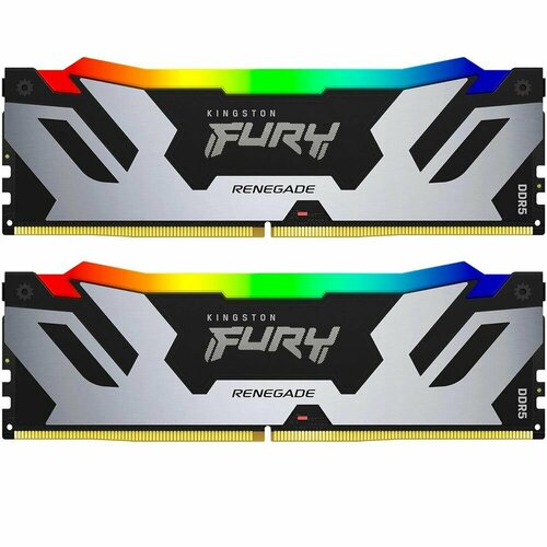 Kingston Модуль памяти Kingston 32GB DDR5 7200 FURY Renegade Silver RGB Non-ECC Unbuffered DIMM (Kit 2*16gb) 1RX8 38-44-44 1.45V 288-pin 16Gbit KF572C38RSAK2-32