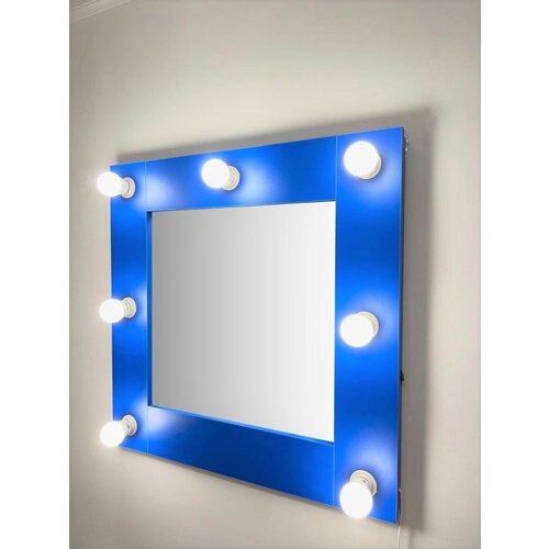 Гримерное зеркало BeautyUp 60/60 с комплектом лампочек цвет "Синий"