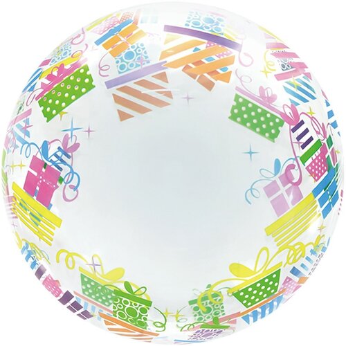 Шар (20'/51 см) Deco Bubble, Разноцветные подарки, Прозрачный, Кристалл, 1 шт. в уп.