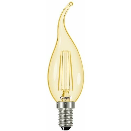 Лампа светодиодная филамент General GLDEN CWS 7Вт E14 6500К золотое стекло 4 шт