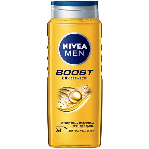 Гель для душа 3 в 1 Nivea Men Boostлимон, бергамот, мандарин, сандал, 500 мл, 560 г