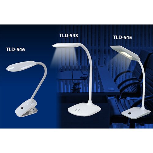 Настольная лампа TLD-546 WHITE/5W/LED/350LM/4500K МЕХ выкл белый прищепка UNIEL