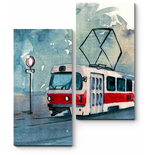 Модульная картина Акварельный трамвай40x50