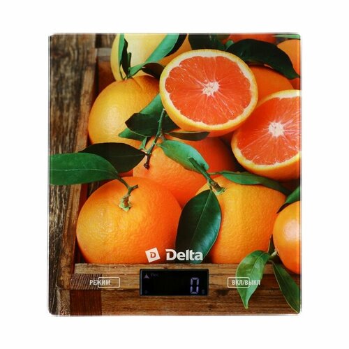 Весы кухонные DELTA KCE-70, электронные, до 5 кг, рисунок "Сочные апельсины" (комплект из 2 шт)