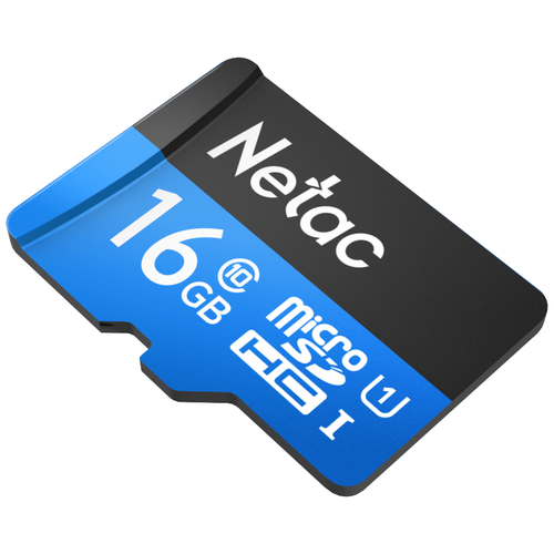 Карта памяти Netac microSDHC 16 ГБ Class 10, UHS-I U1, R 80 МБ/с, черный/синий