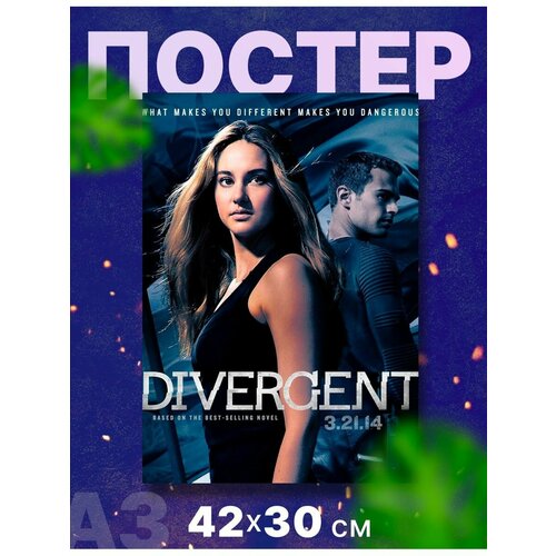 Постер плакат фильм "Дивергент", А3,42х30 см