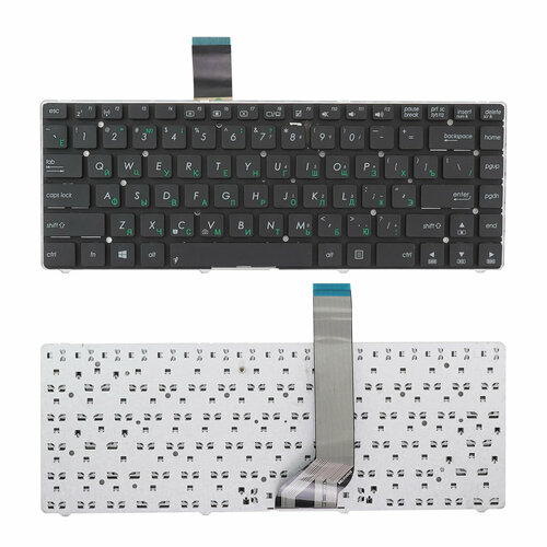 Клавиатура для ноутбука Asus A45, K45A, U44 черная без рамки, плоский Enter