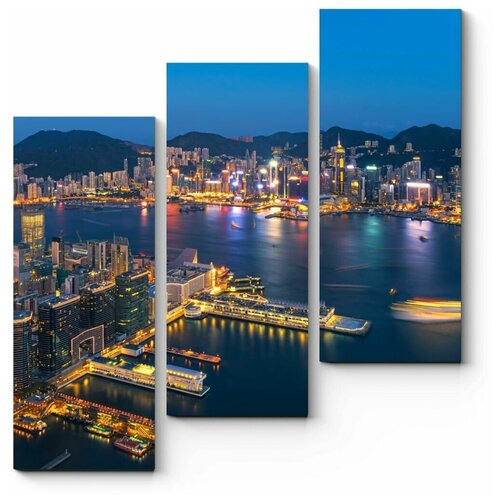 Модульная картина Сияющий ночными огнями Гонконг130x139