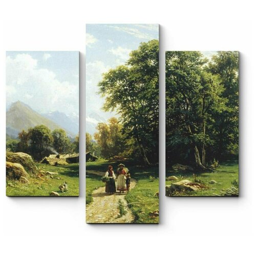 Модульная картина Швейцарский пейзаж60x54