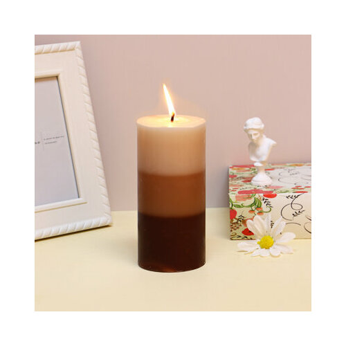 Ladecor свеча ароматическая, парафин, градиент, 7x15 см, аромат сандал