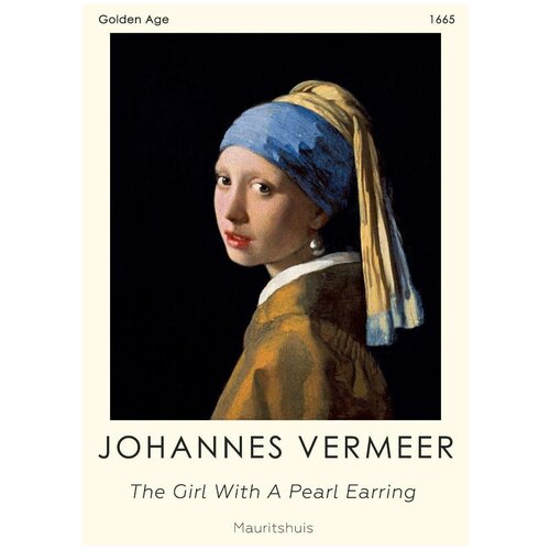 Постер / Плакат / Картина Ян Вермеер - Девушка с жемчужной серёжкой 50х70 см в раме