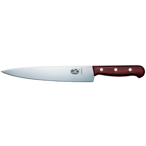 Разделочный нож VICTORINOX Rosewood, лезвие 22 см, коричневая рукоять из палисандрового дерева, в подарочной коробке 5.2000.22G