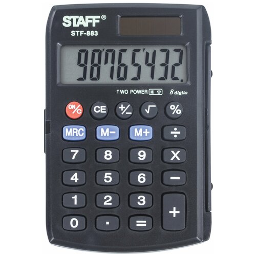 Калькулятор карманный STAFF STF-883, черный