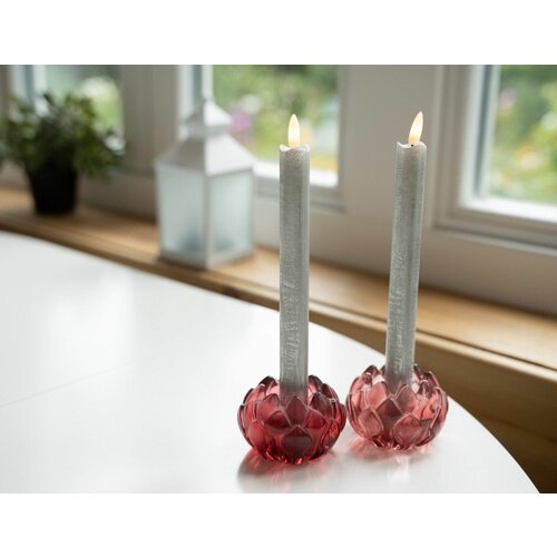 Столовые свечи "Живая душа" (2 шт.), тёплый белый LED-огонь, "натуральный фитилёк" 3D, 2х24 см, Kaemingk