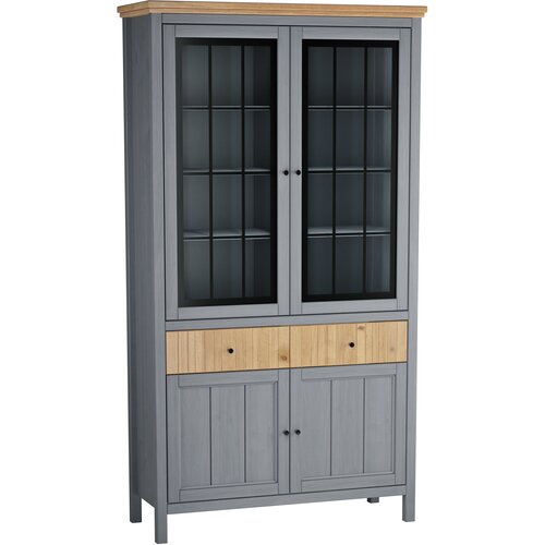 Шкаф Сканди 222 со стеклянными и глухими дверями, цвет - серый/антик