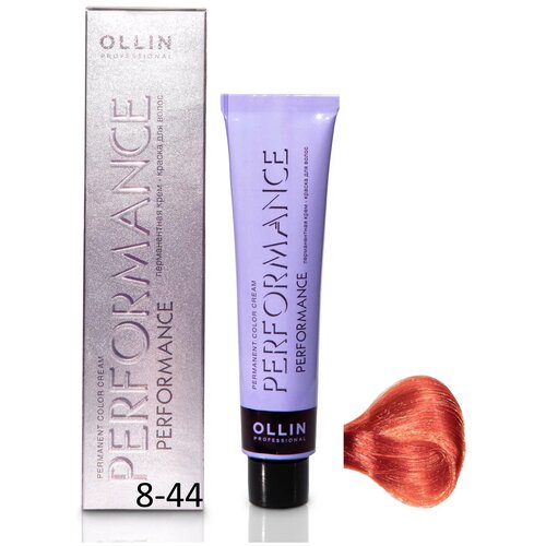 OLLIN Professional Performance перманентная крем-краска для волос, 8/44 светло-русый интенсивно-медный, 60 мл
