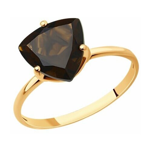 Кольцо Diamant online, золото, 585 проба, раухтопаз, размер 17.5