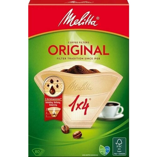 Melitta Original 1х4 Фильтры для кофе коричневые 80 шт. (Из Финляндии)