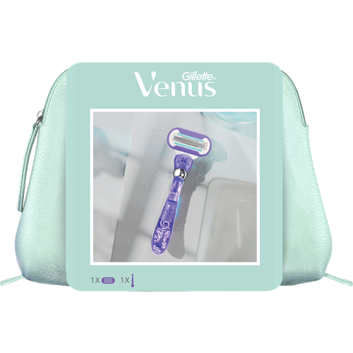 Venus Набор Подарочный набор женская бритва Gillette Venus Swirl с 1 сменной кассетой и косметичкой Venus