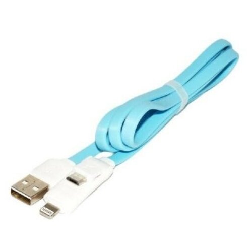 Кабель Remax Bamboo USB - microUSB/Apple Lightning (RC-027t), 1 м, голубой