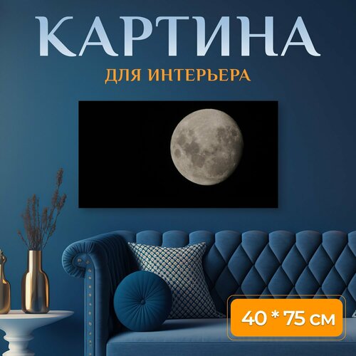 Картина на холсте "Луна, ноктюрн, ночь" на подрамнике 75х40 см. для интерьера