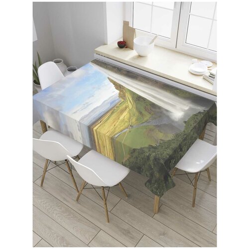 Скатерть прямоугольная JoyArty на кухонный стол "Водопад Селйяландсфосс" из оксфорда, 120x145 см