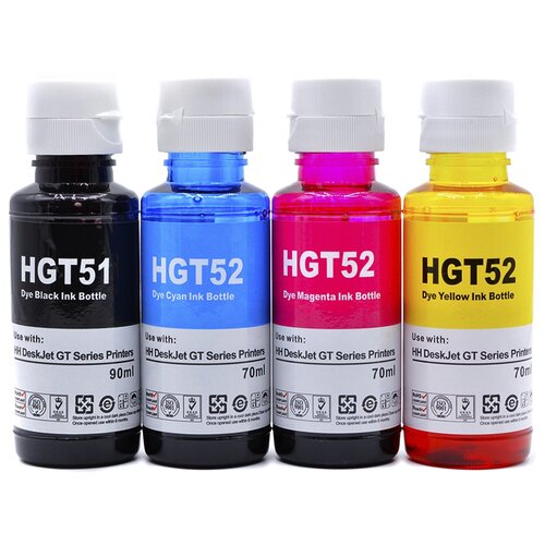 Чернила Inkmaster GT51/GT52 (GT 51, GT 52) для HP, для DeskJet-GT5810, GT5820, GT5822; InkTank-110 ser, InkTank-115, InkTank-310 ser, ..., черный, желтый, голубой, пурпурный, 300 мл, 4 цвет, 4 шт