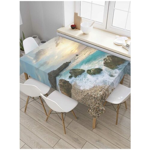Скатерть прямоугольная JoyArty на кухонный стол "Морской берег" из оксфорда, 180x145 см