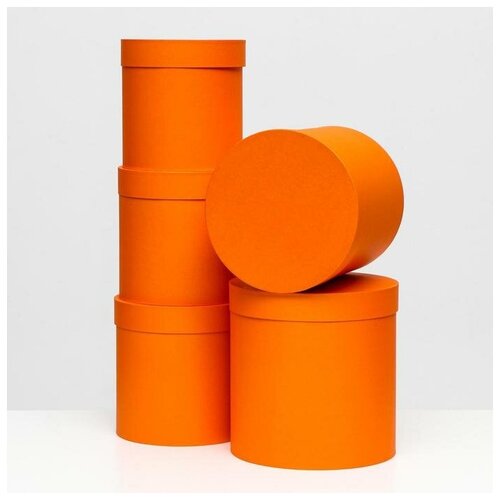 Набор круглых коробок 5 в 1 "Краски", оранжевый, 25 х 25 х 25 - 19 х 19 х 19 см
