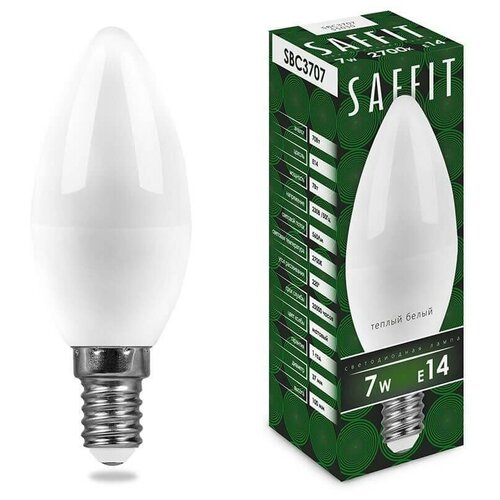 Saffit (10 шт.) Лампа светодиодная Saffit E14 7W 2700K Свеча Матовая SBC3707 55030