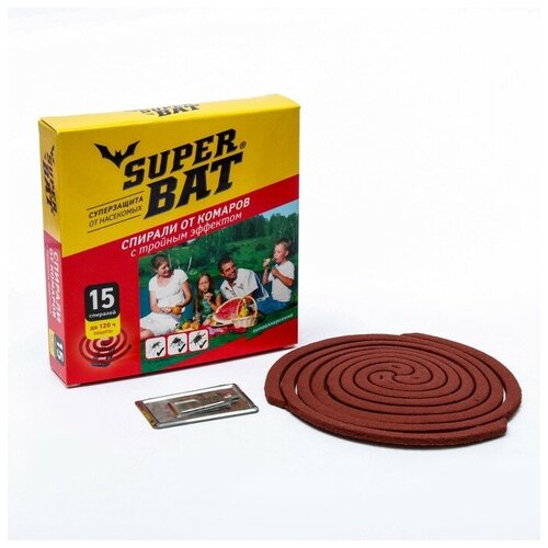 Super Bat Спирали от комаров "SuperBat", тройной эффект, 15 шт