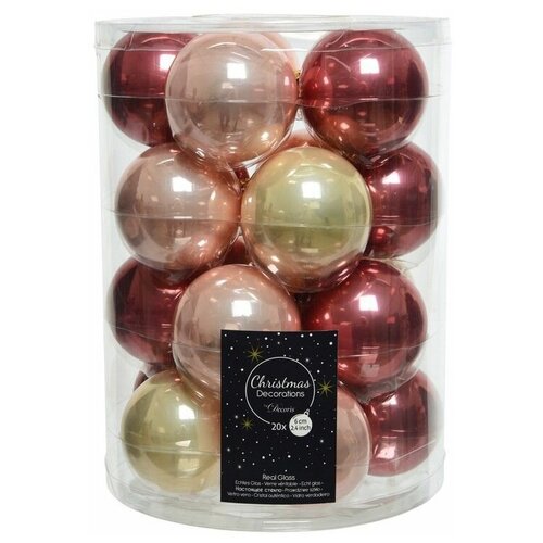 Набор стеклянных шаров Коллекция романтика заката, эмаль, 6 см (упаковка 20 шт.), Kaemingk 142228