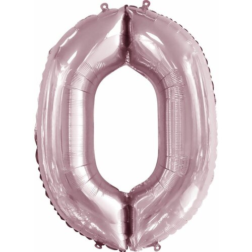 Шарики воздушные (34'/86 см) фольгированные на праздник, Цифра 0, Slim, Светло-розовый, 1 шт. в упак.