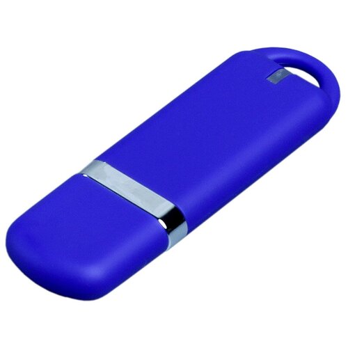 Классическая флешка soft-touch с закругленными краями (64 Гб / GB USB 3.0 Синий/Blue 005 Flash drive Мемо Софт-тач Memo S315)