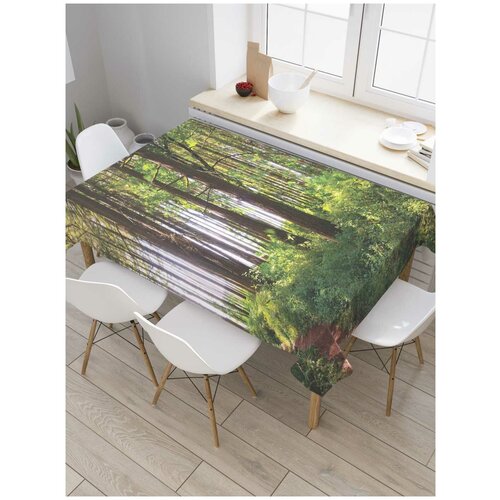Скатерть прямоугольная JoyArty на кухонный стол "Лесной тоннель" из оксфорда, 180x145 см