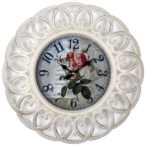 Часы большие настенные кварцевые круглые в классическом стиле Рубин Италия 30 см с большими арабским цифрами
