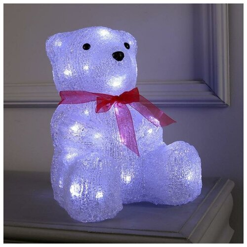 Luazon Lighting Светодиодная фигура «Медведь с бантом» 22 × 30 × 20 см, акрил, 40 LED, 220 В, свечение белое
