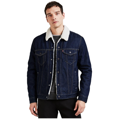 Джинсовая куртка Levi's Type III Sherpa Trucker, размер S, синий, белый