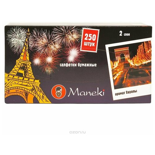 Maneki Салфетки бумажные "Эйфелева башня", с ароматом Европы, 250 шт